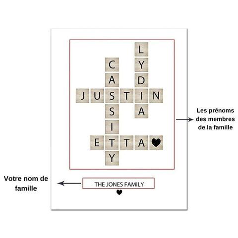 Tableaux personnalisés scrabble familial - Impression sur toile murale ...