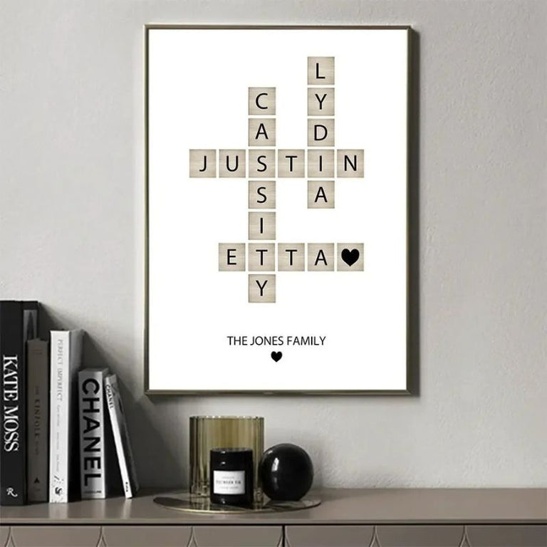 Tableaux personnalisés scrabble familial - Impression sur toile murale ...
