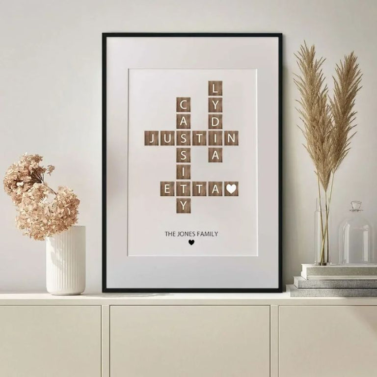 Tableaux personnalisés scrabble familial - Impression sur toile murale ...