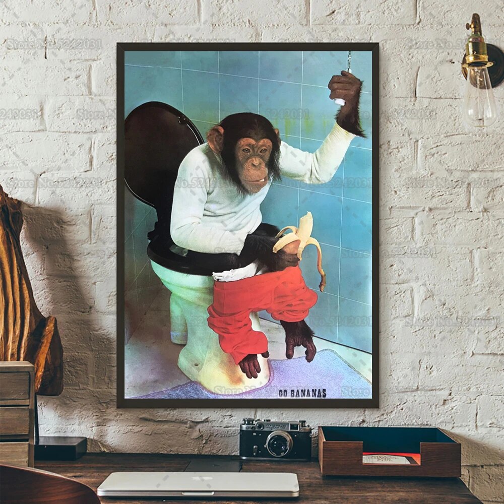 Tableau Singe au Toilette - Art-cadre.fr – Art-Cadre.fr