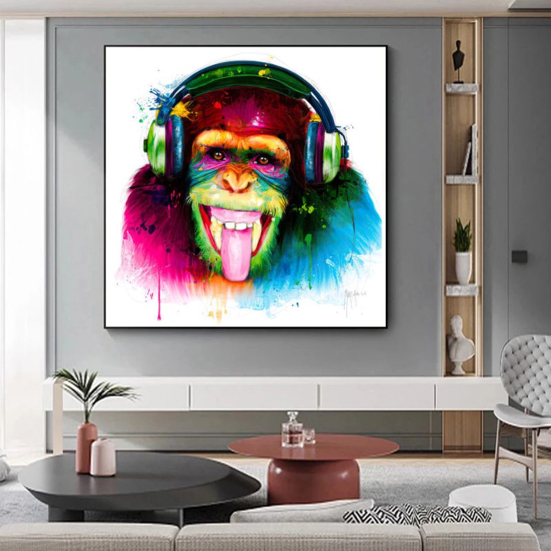 Tableau Singe Coloré : impression sur toile en couleur - Art-cadre.fr ...